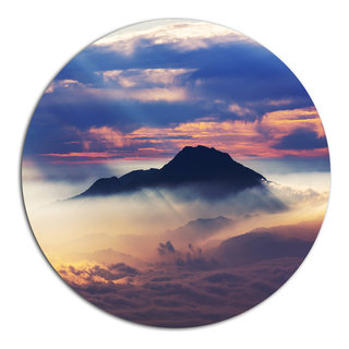 Amazing Java Mountain In Fog, Landscape Large Disc Metal Wall Art, Disc ...