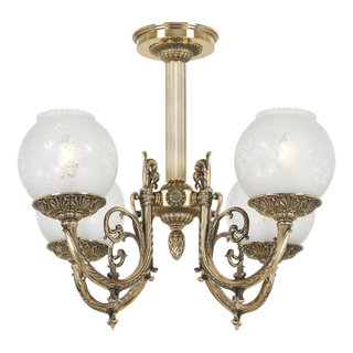 Metropolitan Metropolitan 4-Light Semi Flush, Antique Classic Brass ...