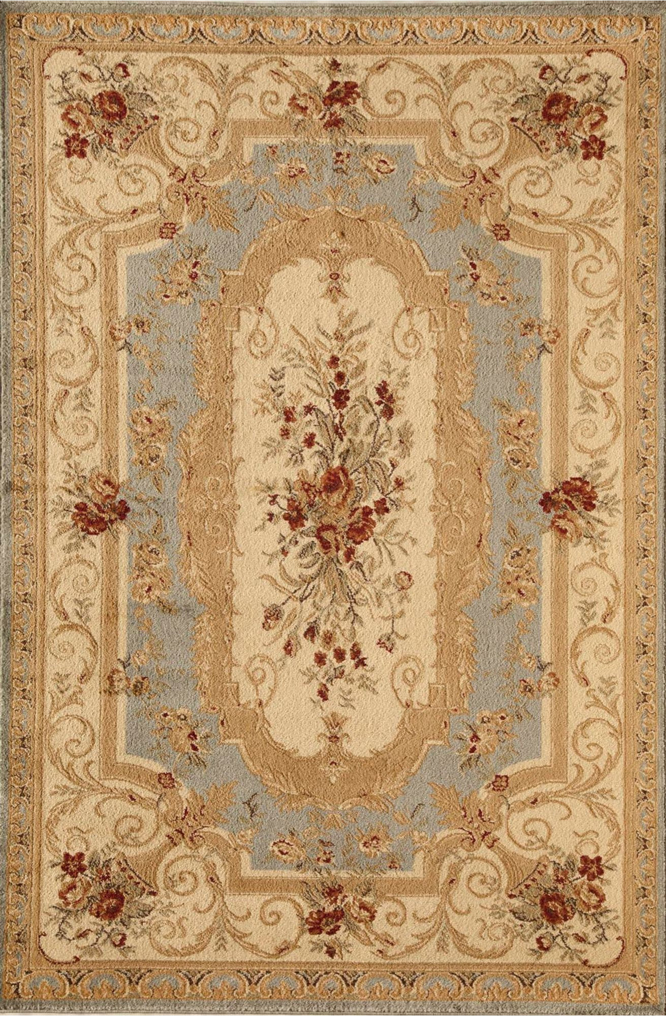 Sorrento 2513-LBL European Traditional Aubusson Light Blue Rugs, 7'10 ...