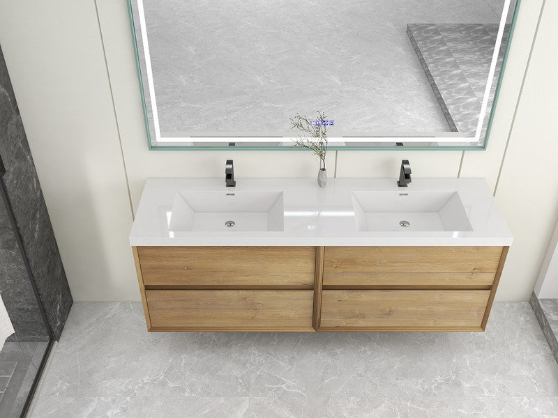 Ashley 72'' Floating Vanity, Acrylic Top, Double Sink - Contemporary ...
