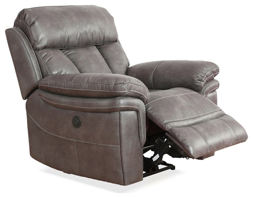 Armen Living Estelle Modern Fabric Power Recliner Chair in Brown ...