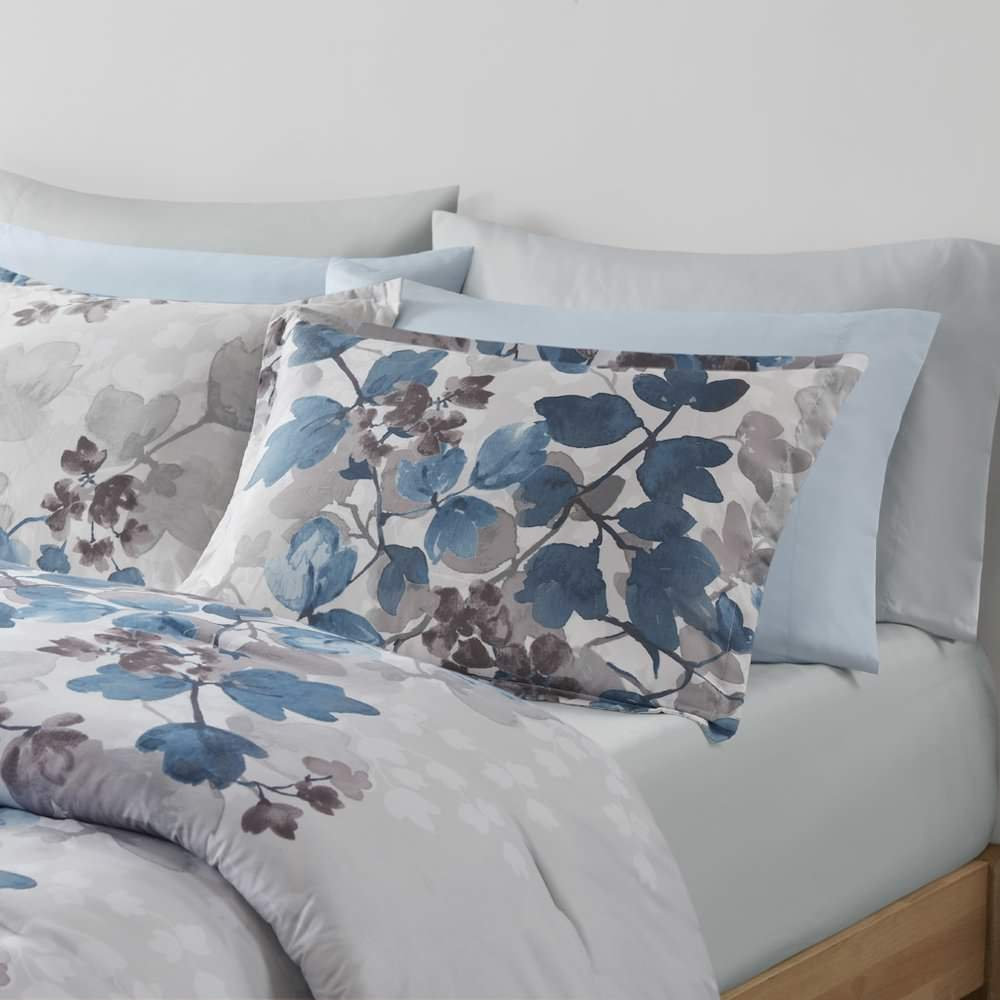 Alexis Comforter Set with Bed Sheets in Blue Color - Transitional - Bar ...