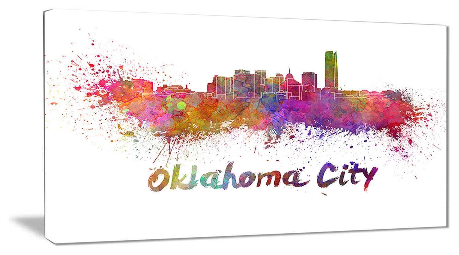 "Oklahoma Skyline" Cityscape Canvas Artwork Print, 32"x16 ...