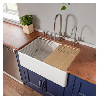 ABFS3020-W White Workstation 30" x 20" Single Bowl Step Rim Fireclay ...