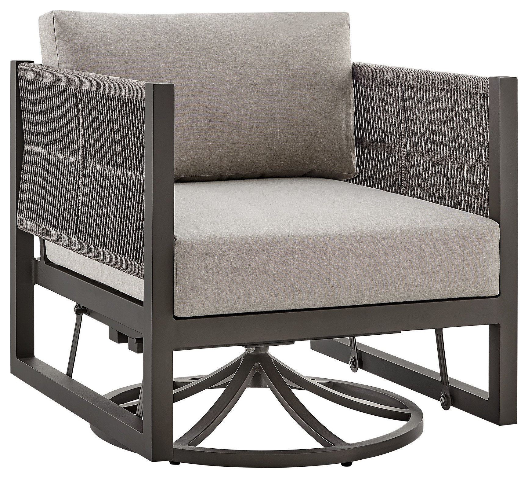 Cuffay Outdoor Patio Swivel Glider Lounge Chair, Dark Brown Aluminum ...