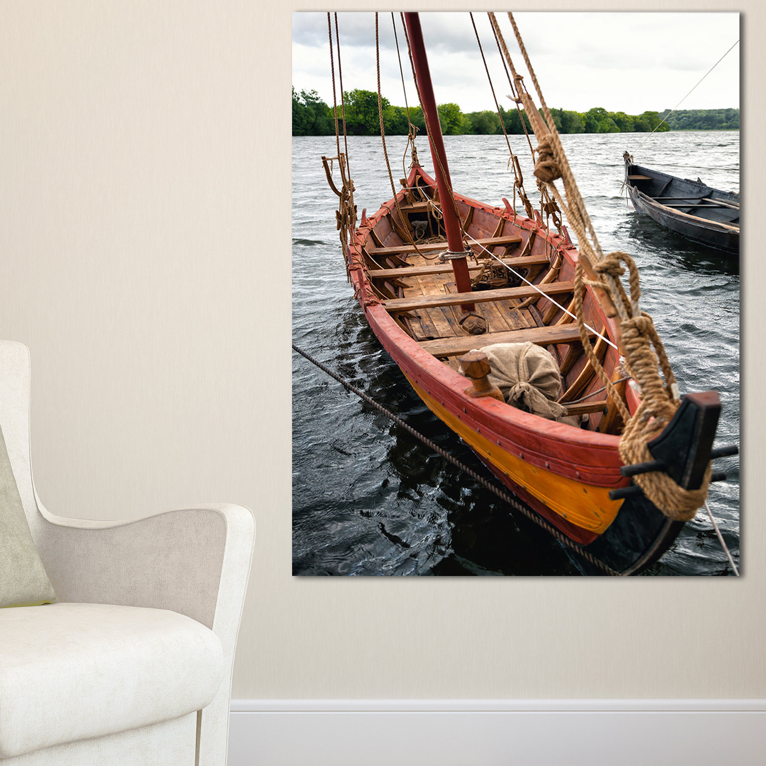 "Vintage Wooden Boat" Canvas Print, 20"x40" - Beach Style - Prints And ...