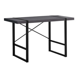 Computer Desk, Home Office, Laptop, 48L, Work, Grey Laminate, Black ...