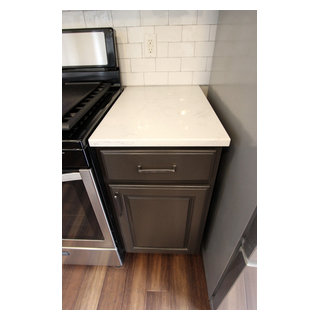 White Kitchen with White Subway Tile and Eternia Quartz Countertop ...