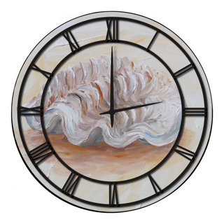 Wall Clock, Sea Shell 1, 24"x24" - Beach Style - Wall Clocks - by House ...