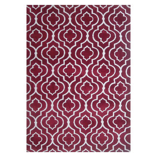 5'x7' Unique Red Transitional Vibrant Color Living Room Rug ...