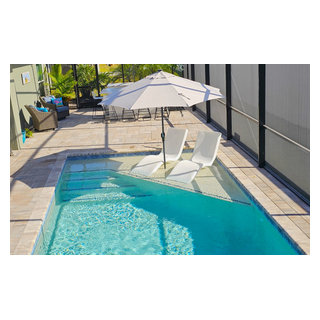 The Villages Parallelogram Pool with bold angled steps - Contemporary ...