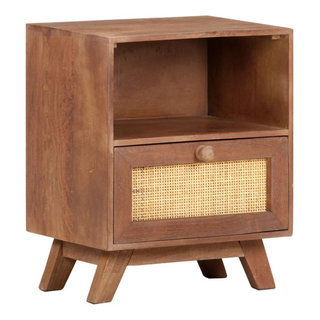 vidaXL Bedside Cabinet Wheat Solid mango wood Compact Bedside Cabinet ...