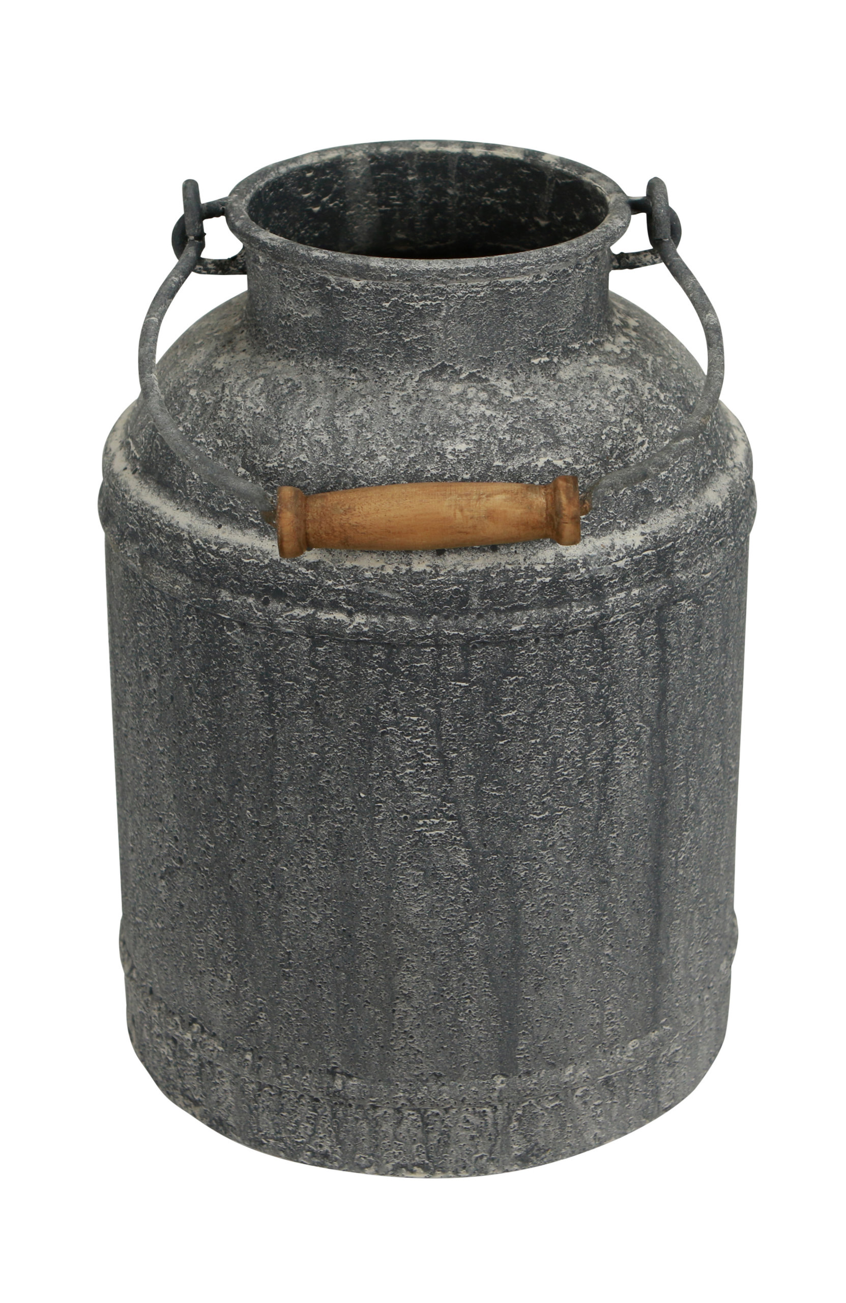 Galvanized Metal Milk Jug Decor With Folding Handle, Distressed Washed ...