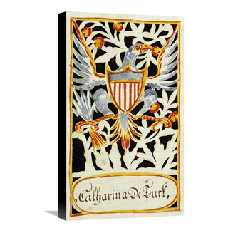 Watercolor And Cutwork Fraktur Drawing, 13"x22" - Midcentury - Prints ...