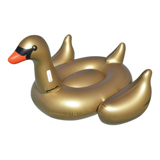 Inflatable Gold and Orange Giant Goose Swimming Pool Ride Float Toy 75 ...