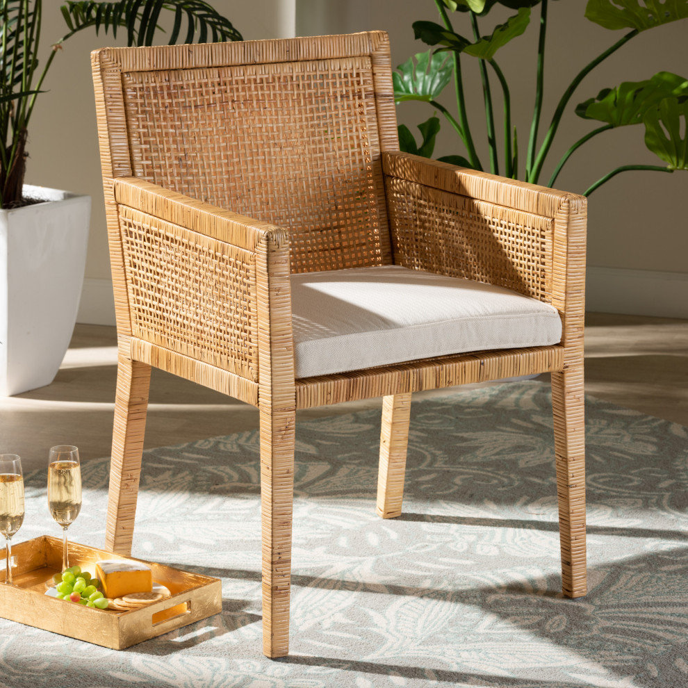 Vildeer California Coastal Rattan Dining Chair - Beach Style - Dining ...