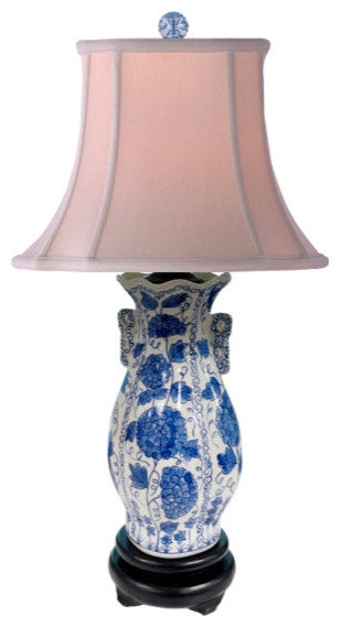 Blue and White Floral Vase Porcelain Table Lamp, 19" - Table Lamps - by ...