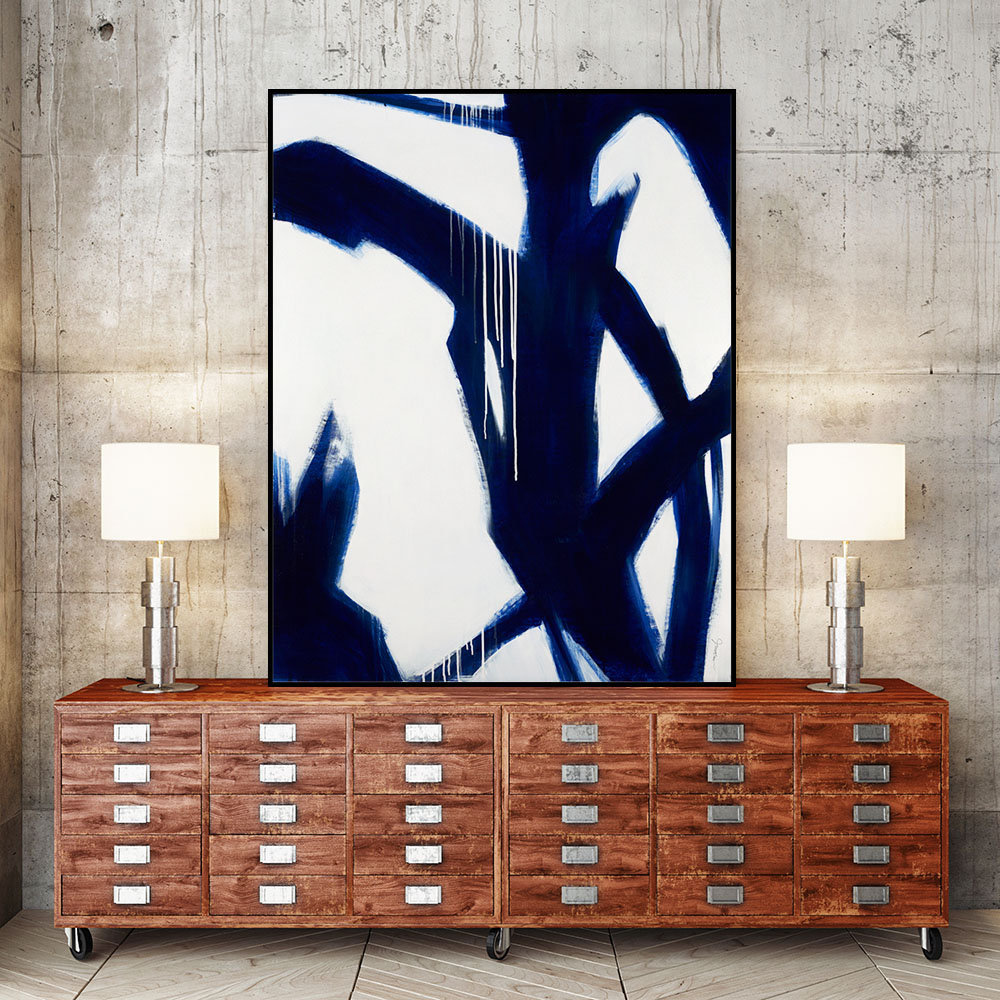 True Blue Art block Framed Canvas, 11"x14" - Contemporary - Prints And ...