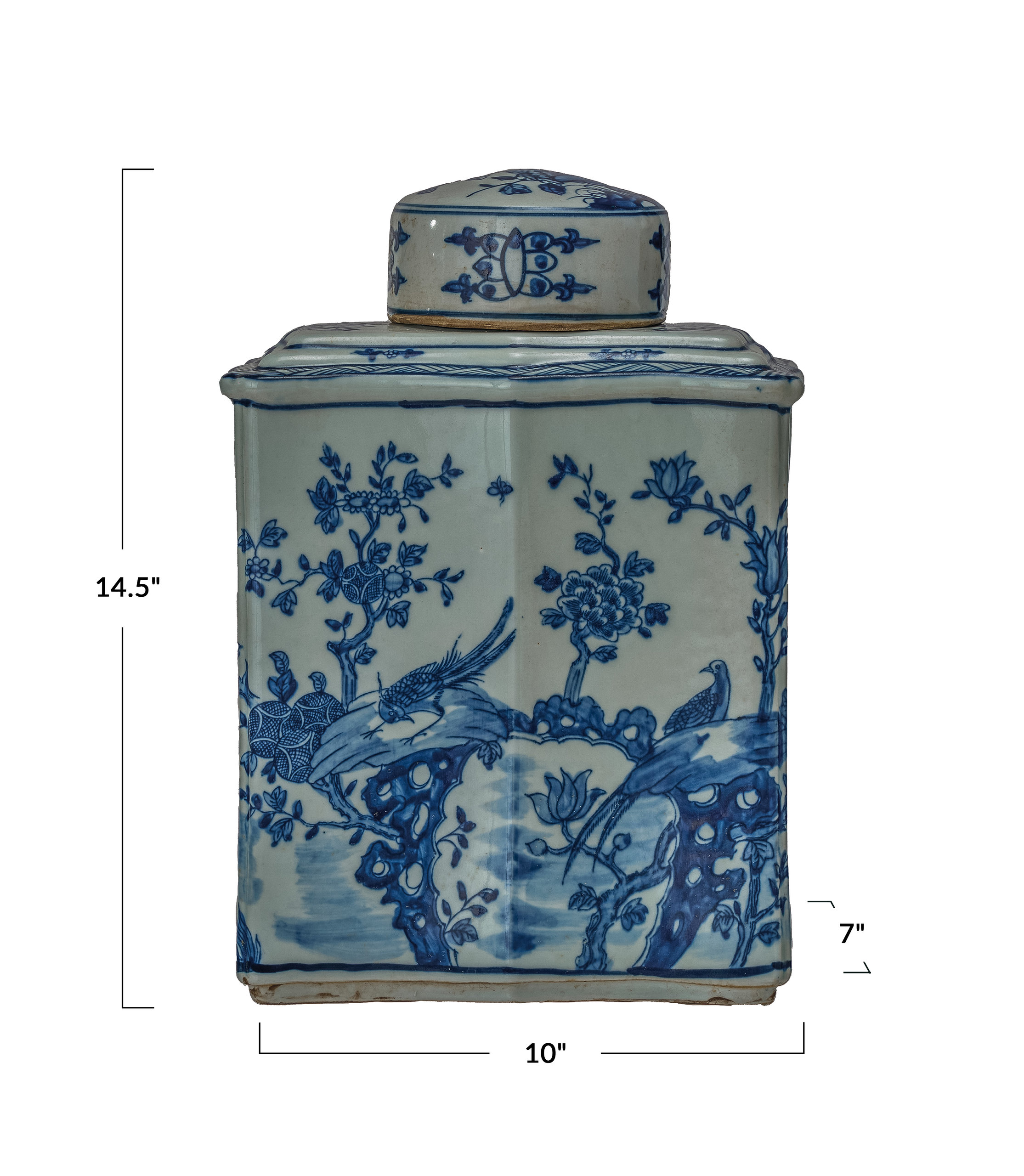Vintage Birds and Flowers Porcelain Ginger Jar, Blue and White - Asian ...