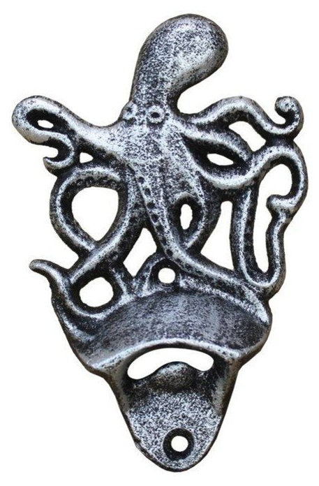 Antique Silver Cast Iron Wall Mounted Octopus Bottle Opener 6 ...