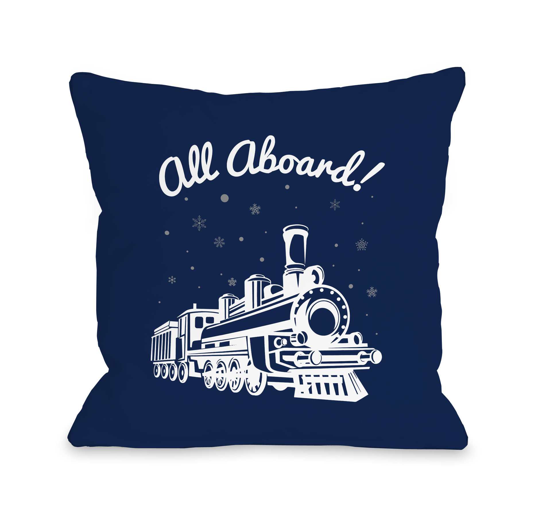 All Aboard Train Navy Pillow by OBC, 16x16 - Contemporary - Decorative ...