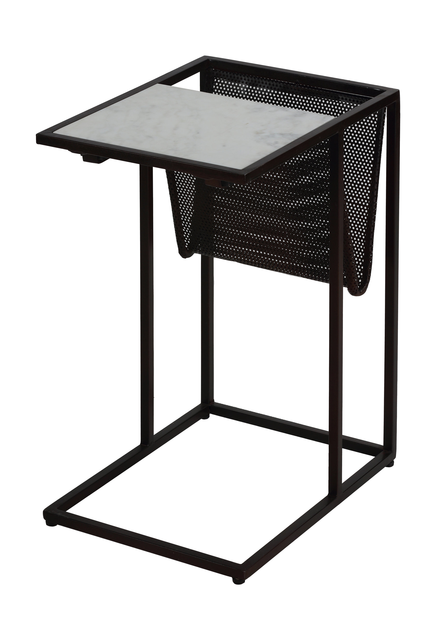 Bare Decor Maggi Magazine Rack Table, Black Metal With Marble ...