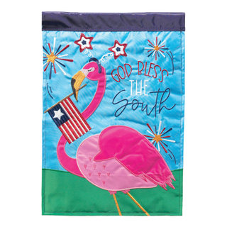 Flag Flamingo God Bless The South 29x42 - Traditional - Flags And ...