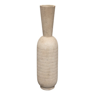 Cream Ceramic Channel Decorative Vase - Farmhouse - Vases - by GwG ...