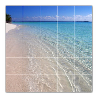 Beach Ceramic Tile Wall Mural HZ500062, 30" Wide x 30" High - Beach ...