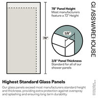 40"x78" Frameless Shower Door Single Fixed Panel Radius - Contemporary ...