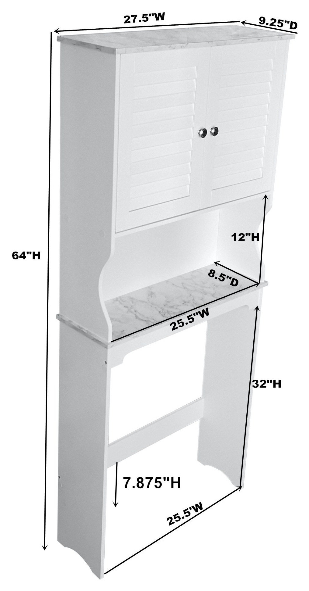 Decatur Over-the-Toilet Cabinet, 25.5"W x 7"D x 18.5"H - Beach Style ...