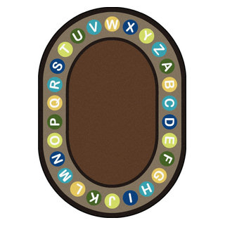 Alphabet Spots 5'4" x 7'8" Oval area rug in color Earthtone ...