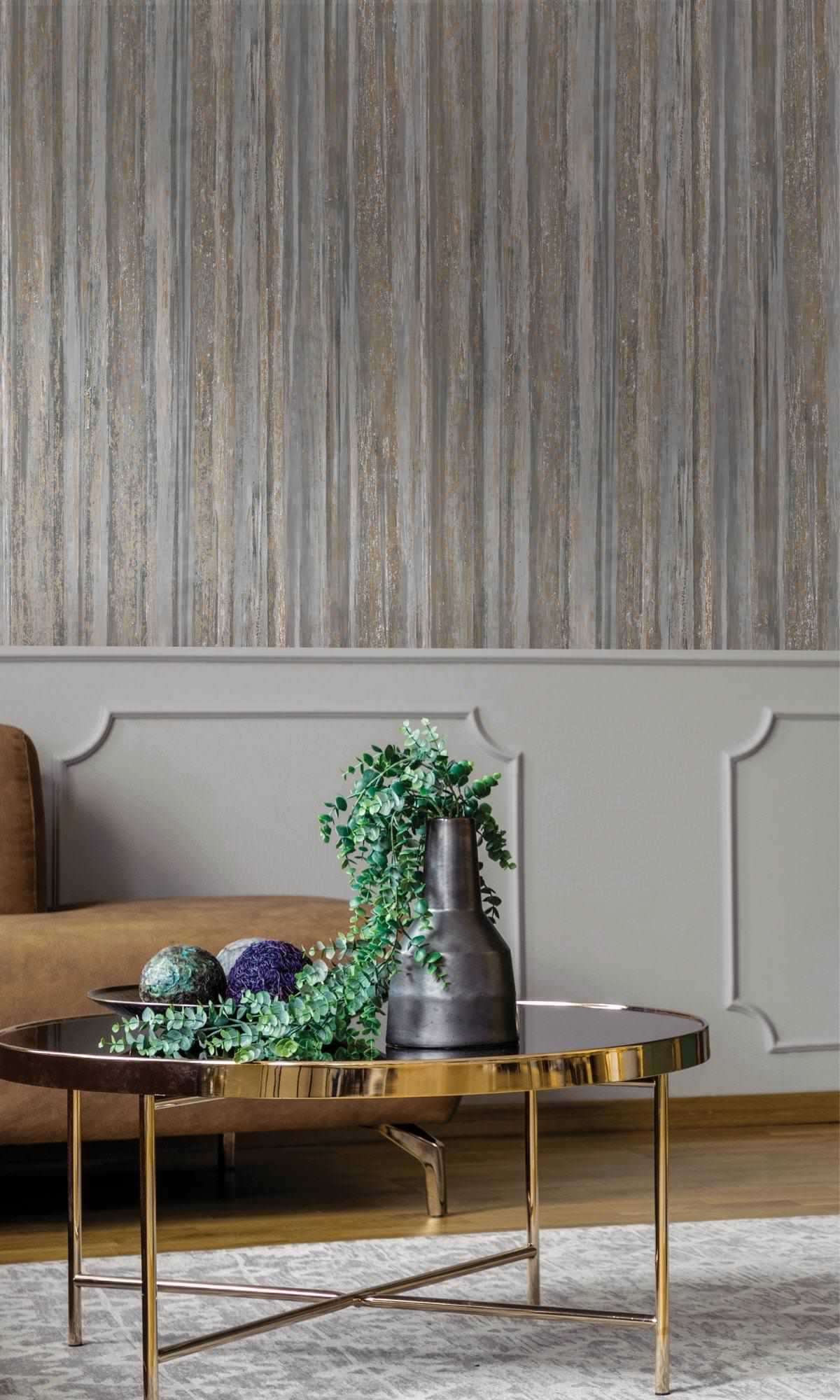 Distressed Metallic Tree-Bark Like Earthy Wallpaper Roll, Sample ...