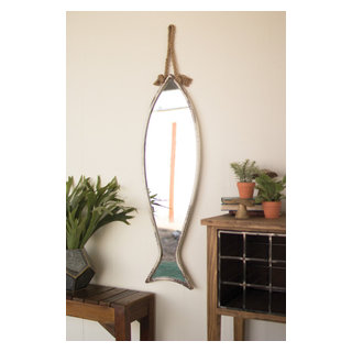 Kalalou Ccg1308 Vertical Fish Mirror With Rope Hanger - Beach Style ...