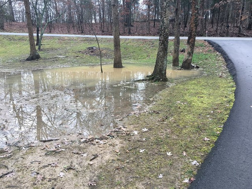 Circle driveway, ponding issues in middle