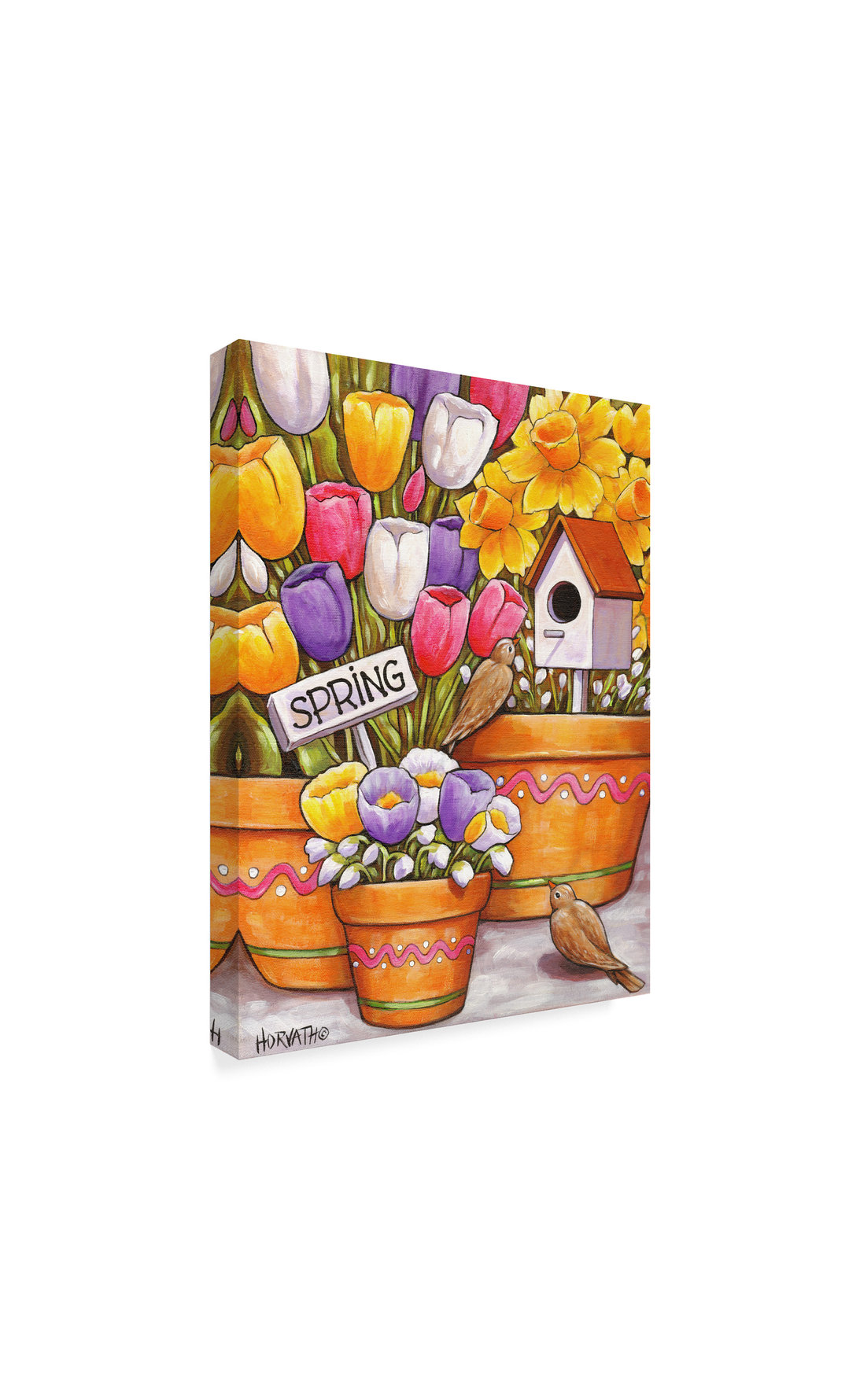 Cathy Horvath-Buchanan 'Spring Birds Flowers' Canvas Art, 24"x32 ...