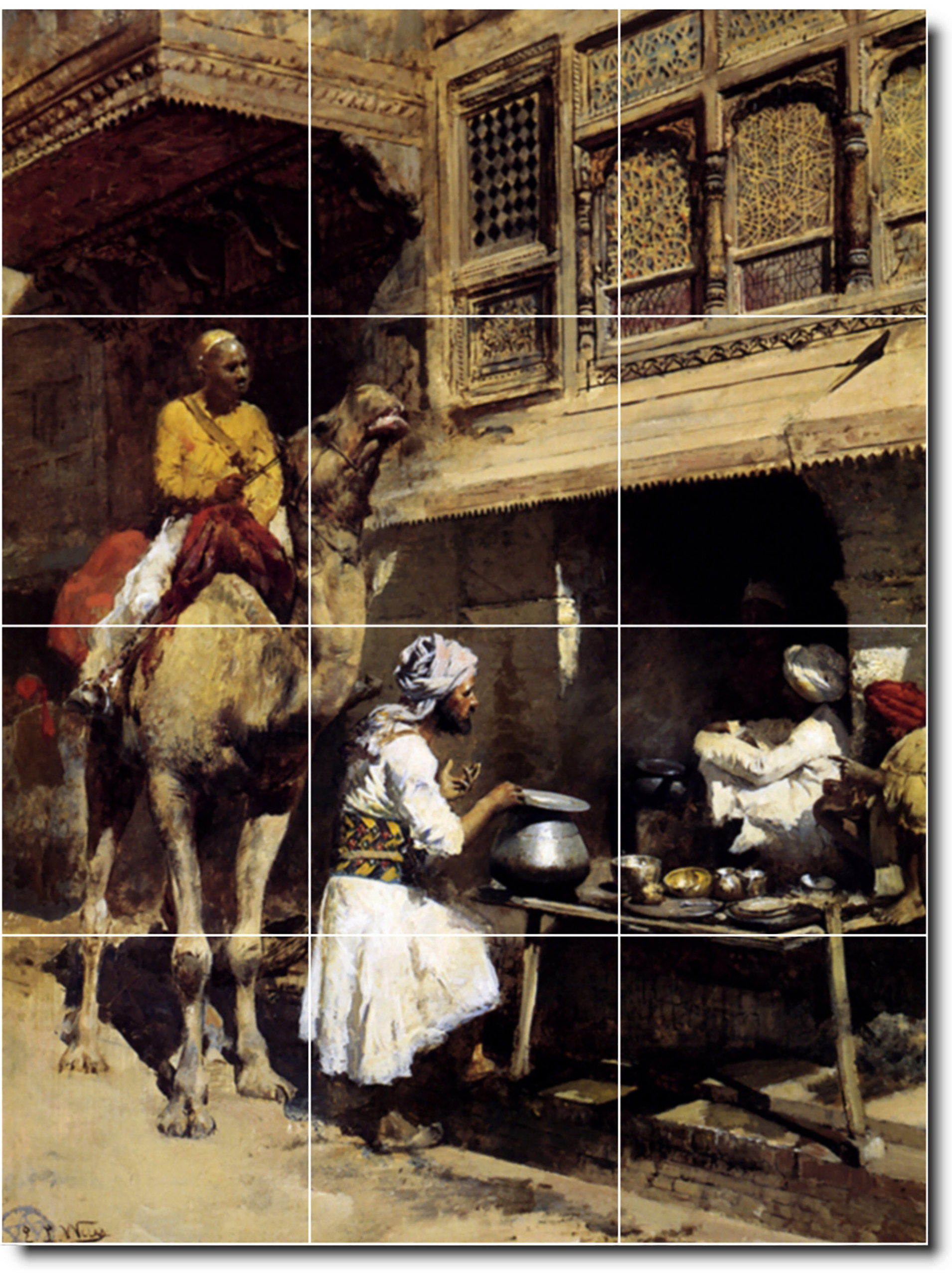 Edwin Weeks Village Painting Ceramic Tile Mural #43, 24" Wide x 32 ...