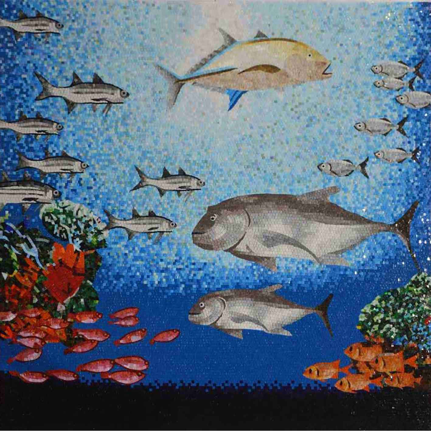 Swimming Fish - Pool Tile Art, 60" x 60" - Beach Style - Tile Murals ...