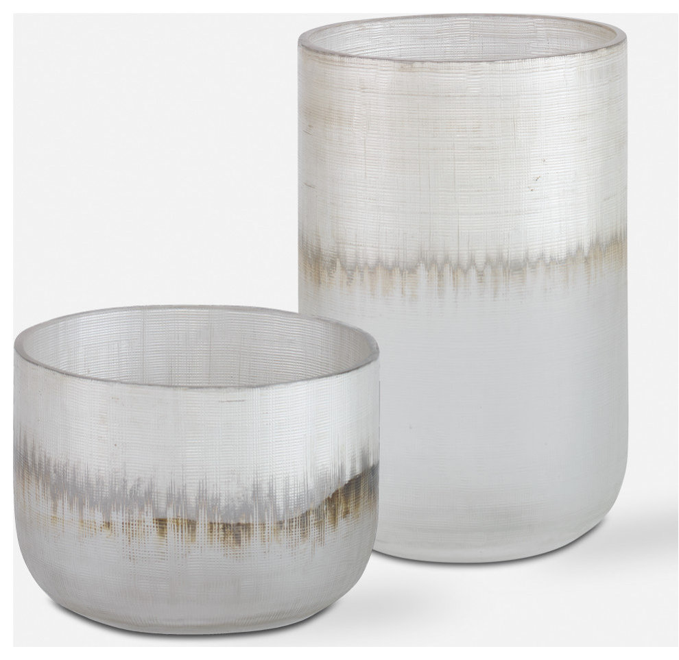 Uttermost Frost Silver Drip Glass Vases, Set of 2 - Contemporary ...