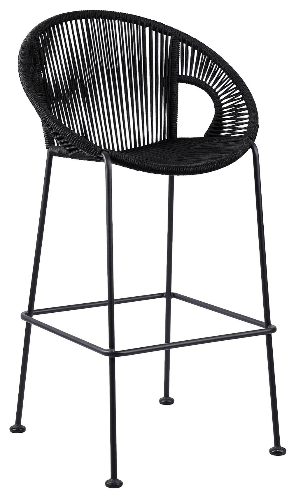 Acapulco 26" Indoor Outdoor Steel Bar Stool With Black Rope - Beach ...