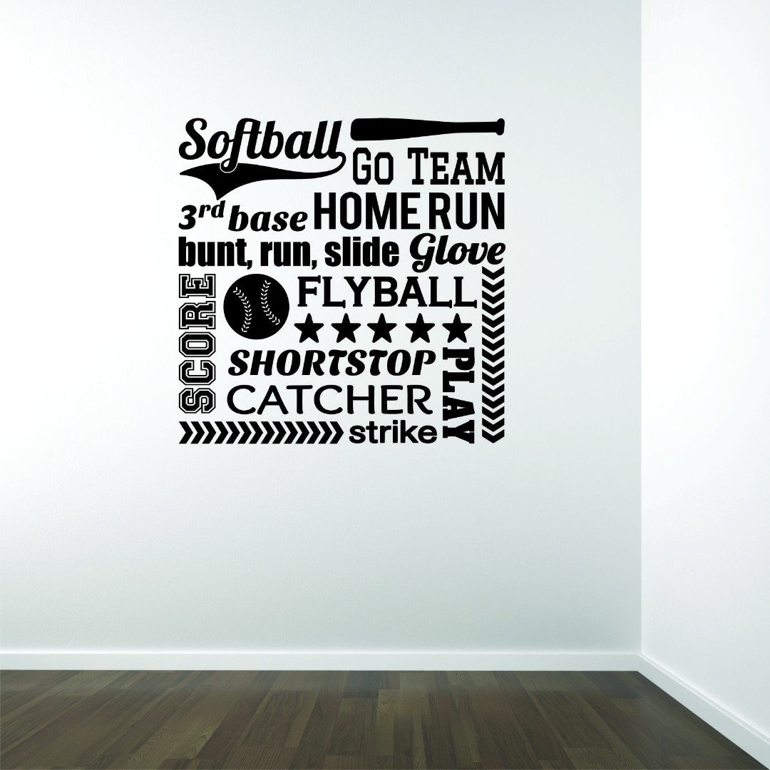 Decal Softball Go Team 3rd Base Home Run Bunt Run Slide 20x20", 20X20 ...