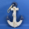 Wooden Rustic Anchor With Hook Rope and Shells, Blue/White, 13" - Beach ...