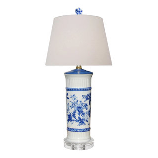 Blue and White Floral Vase Table Lamp, 23.5" - Table Lamps - by William ...