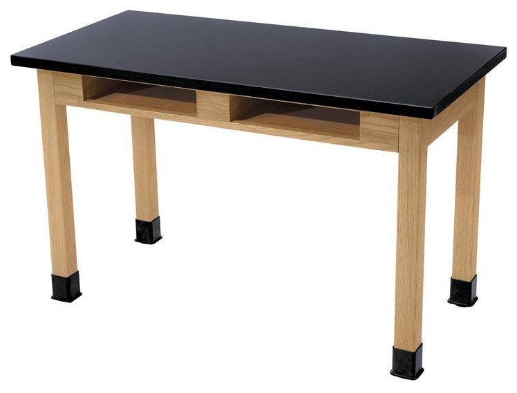 NPS 24x72" Wood Science Lab Table with Phenolic Top and Casters, Black ...