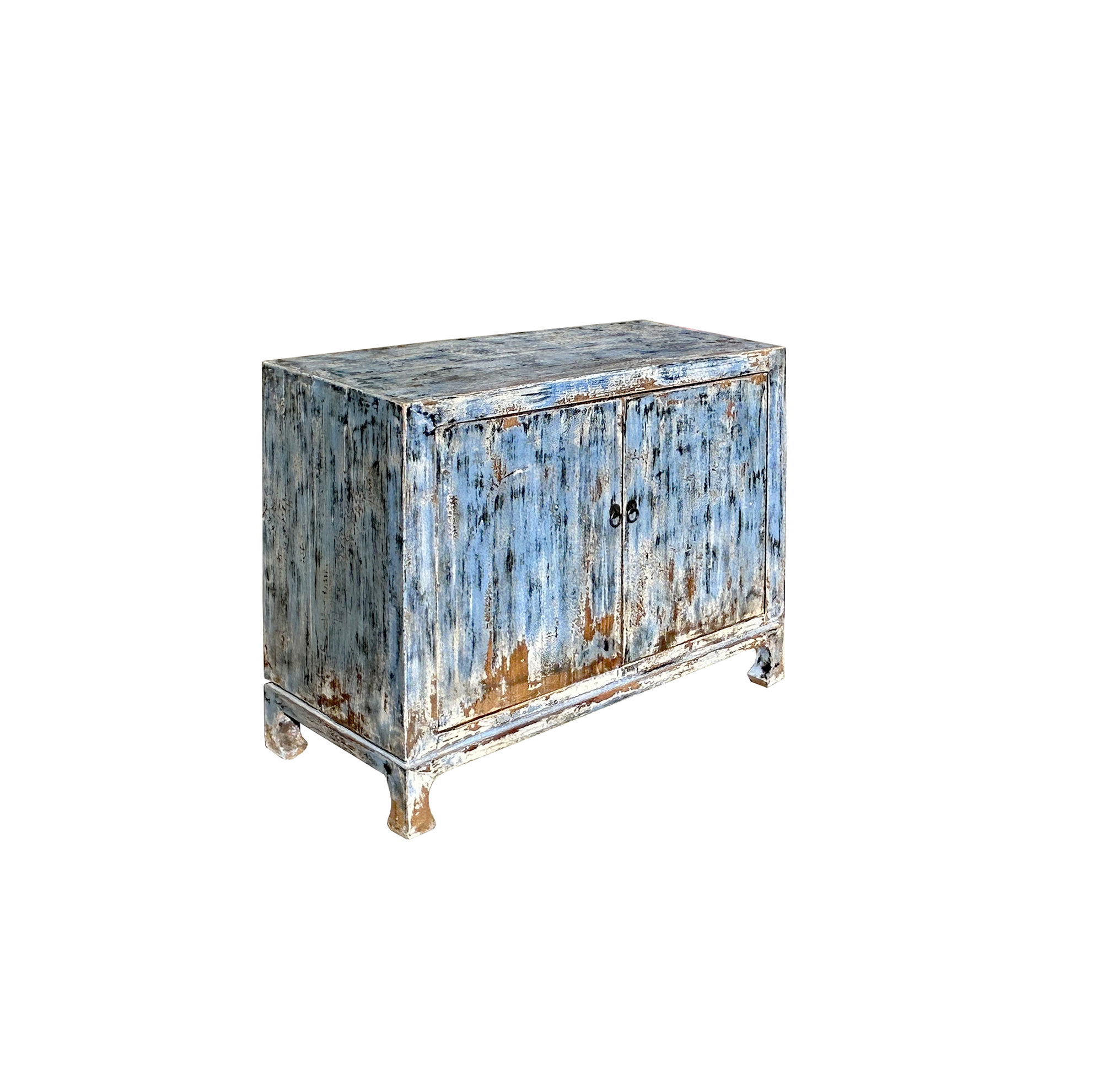 Distressed Blue 2 Doors Credenza Sideboard Console Table Cabinet ...