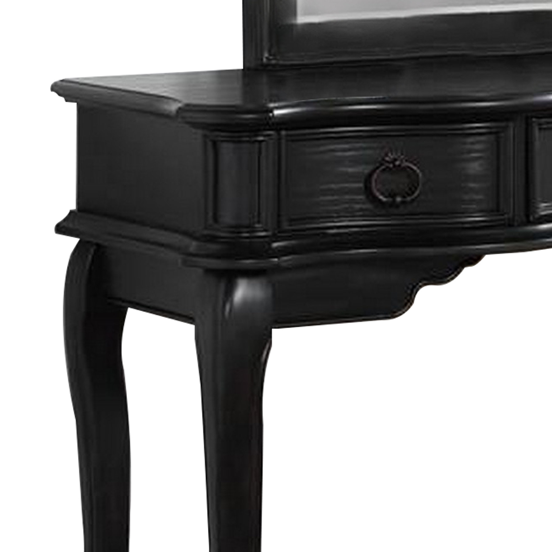 Benzara BM268890 3 Piece Vanity Set With Carved Mirror and Flared Legs ...