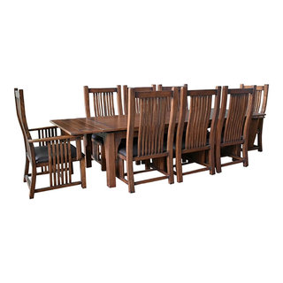 Crafters and Weavers Arts and Crafts Solid Wood Dining Set in Walnut ...