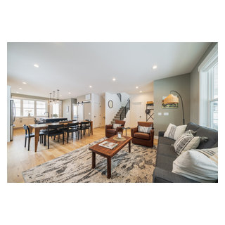 Classic neutral open living space, dining, and kitchen - Living Room ...