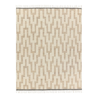Emre Hand-Knotted Chevron Cream/ Tan Area Rug, 10'X14' - Contemporary ...