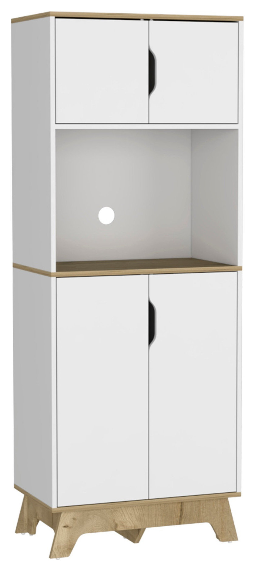 Pamplona Microwave Tall Cabinet, Kitchen, Light Oak/White - Midcentury - Pantry Cabinets - by ...